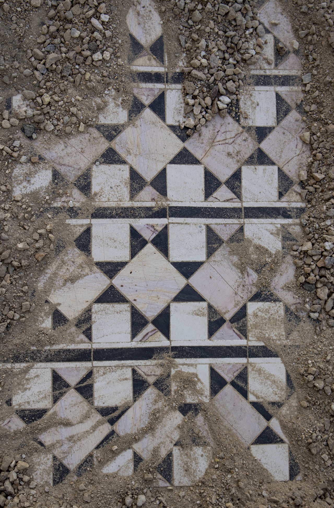 Sacred Fire White, Black & Pink Sunset Limestone Mosaic - CasaSymari